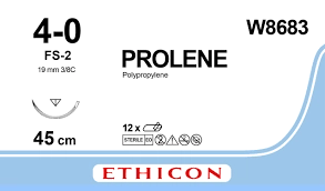 Пролен (Prolene) 4/0, довжина 45см, обр-реж. голка 19мм, 3/8 кола ...