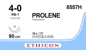 Пролен (Prolene) 4/0, довжина 90см, 2 кільк. голки 17мм, 1/2 кола ...